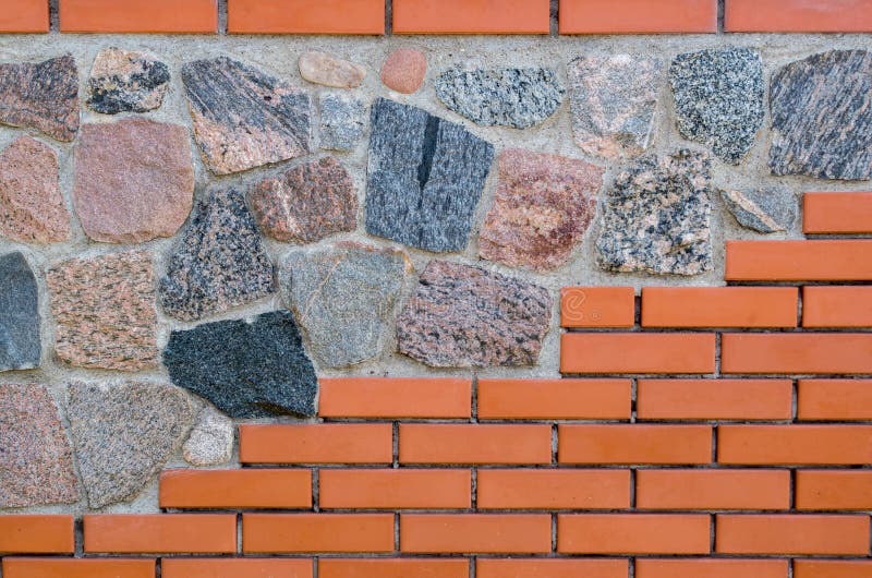 Wall of Red Bricks Laid in Horizontal Rows and Cemented Together. in ...