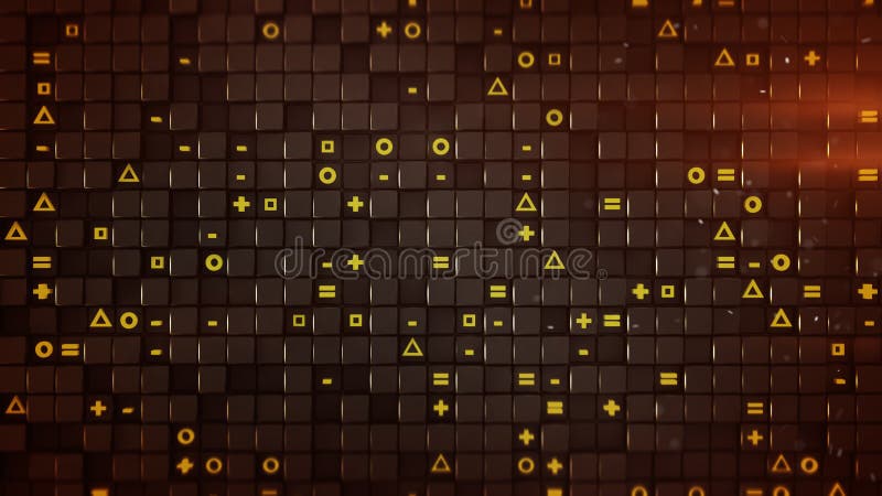 Random Symbols and Cubes 3D Rendering Stock Illustration - Illustration ...