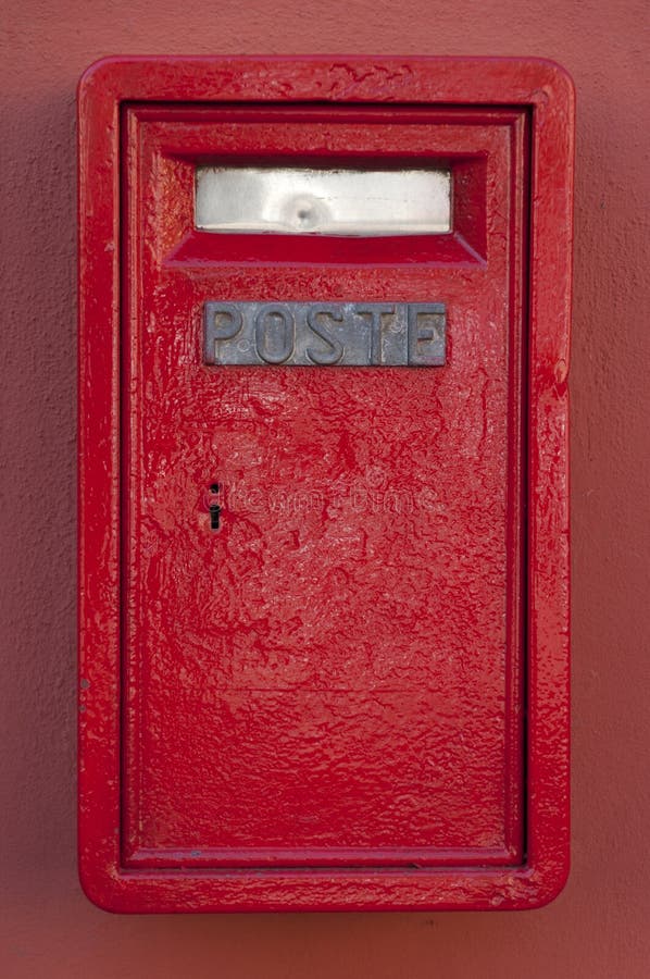 Wall red mailbox in Italy stock photo. Image of mail - 78202068