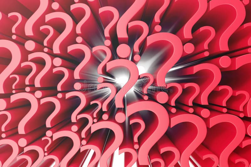 Wall of Red Question Marks Front View. 3d Rendering Stock Illustration ...