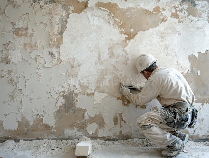 Wall repairing work stock illustration. Illustration of professional ...