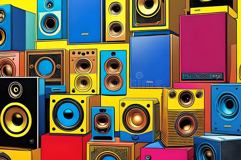 Wall of Retro Audio Speakers Stock Illustration - Illustration of ...