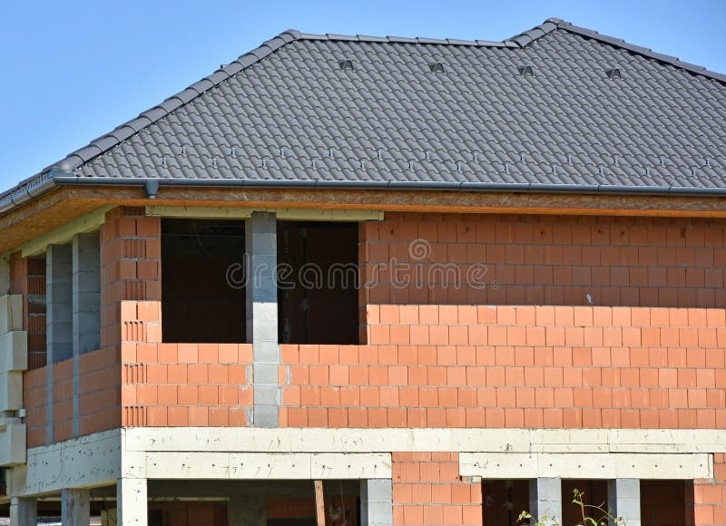 Wall and Roof of a New House Stock Image - Image of housing, structure ...