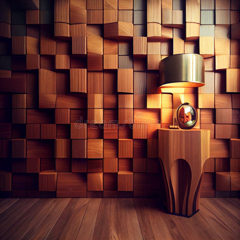 Wall in Room with Wood Texture in 3d.geometry Stock Illustration ...