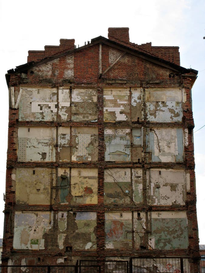 Wall of ruinous building stock image. Image of street, russia - 375547