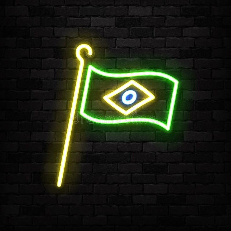 Neon Brazil flag stock vector. Illustration of brazilian - 132120005