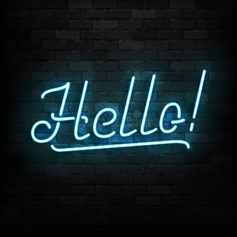 Vector Realistic Isolated Neon Sign of Hello Logo for Template ...