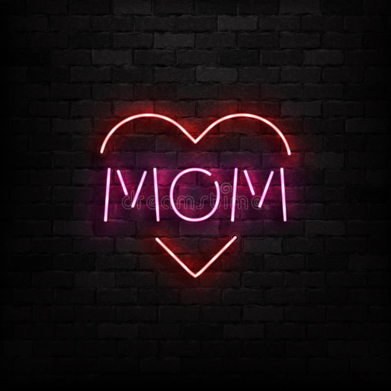 Vector Realistic Isolated Neon Sign of Mothers Day Logo with Heart ...