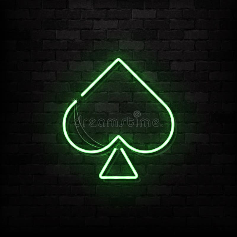 Neon Spade Suit Icon. Glowing Neon Spades Sign, Outline Card Suit ...