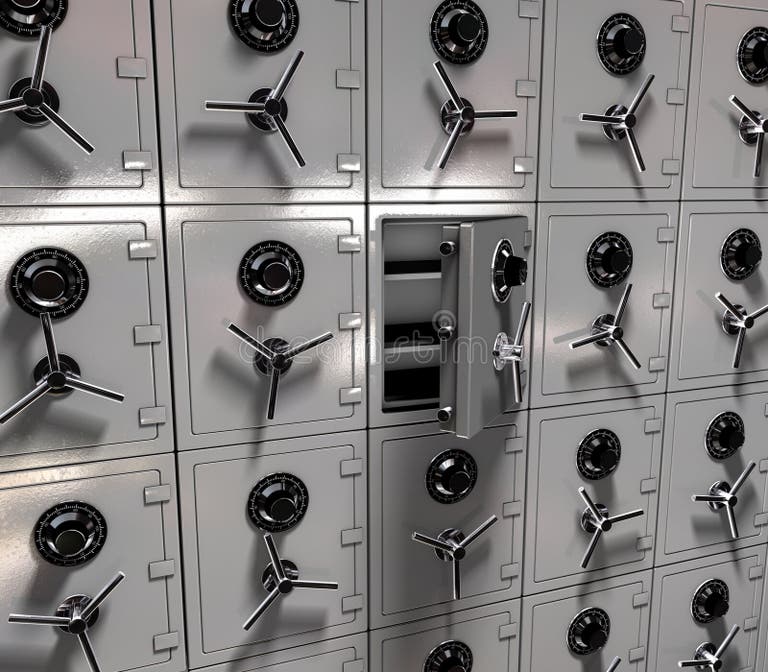 Wall of safes stock image. Image of safe, open, store - 1550703