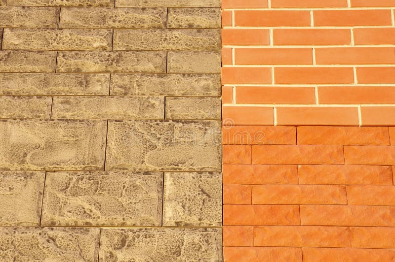 Wall with Sample Ceramic Facing Tiles Stock Image - Image of orange ...