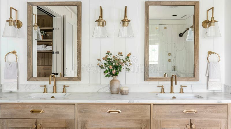 A Wall Sconce in a Front View of a Vanity, Casting a Warm Glow Over the ...