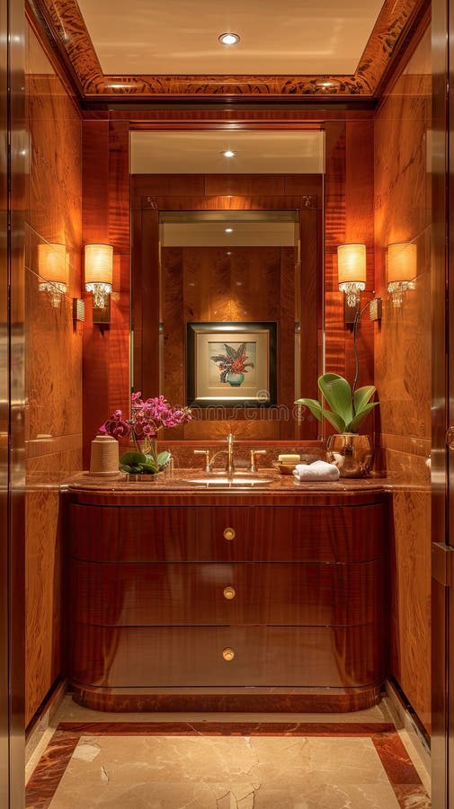 A Wall Sconce in a Front View of a Vanity, Casting a Warm Glow Over the ...