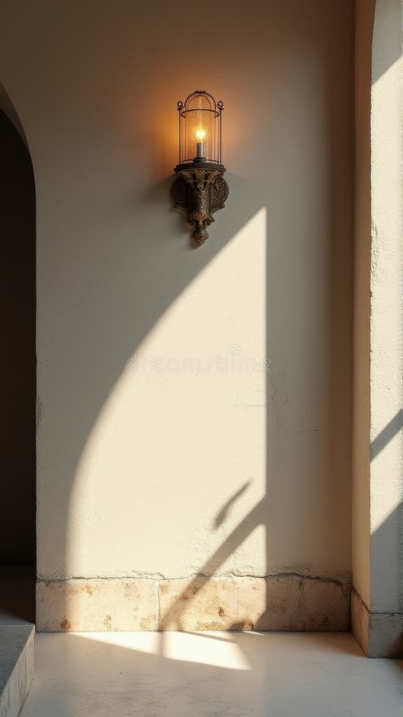 Wall Sconce with Light and Shadow Stock Illustration - Illustration of ...