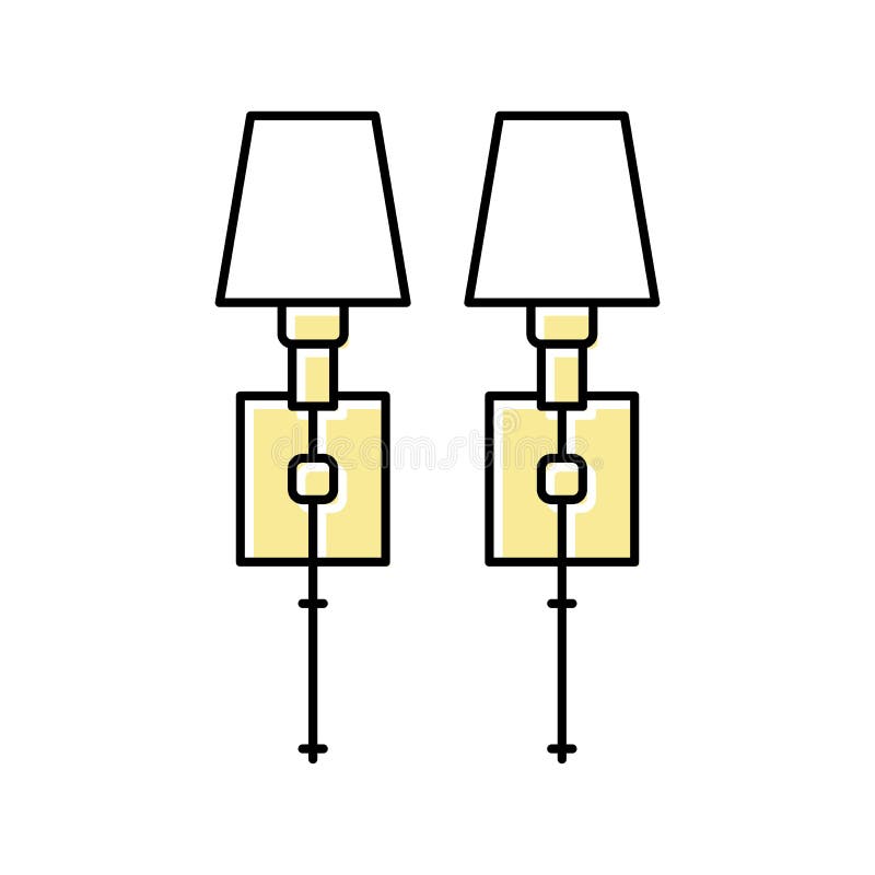 Wall Sconce Set Color Icon Vector Illustration Stock Vector ...