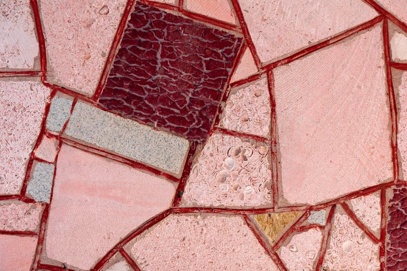 Wall from Shards of Pink Shell Rock Tiles, Retro Background Stock Photo ...