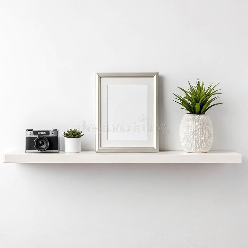 Wall Shelf with Minimalist Design on White Background Stock ...