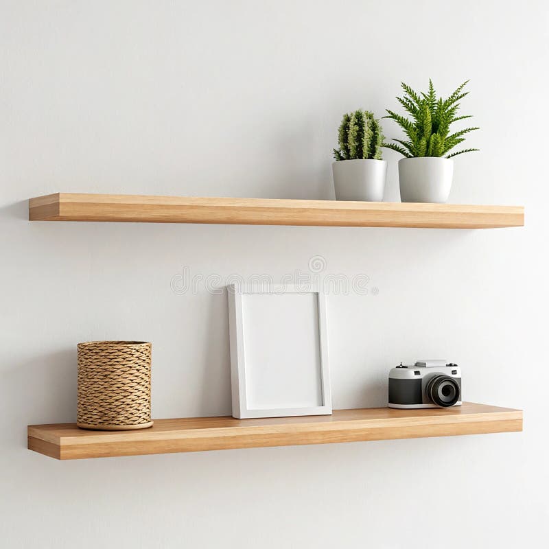 Wall Shelf with Minimalist Design on White Background Stock ...
