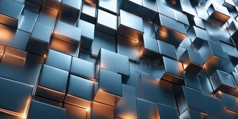 Wall of Shiny Cubes with Lights Stock Image - Image of objects ...