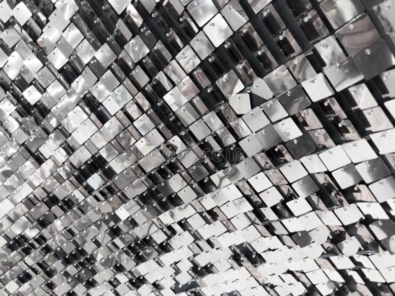 A Wall of Shiny Silver Tiles with a Pattern of Squares Stock Image ...