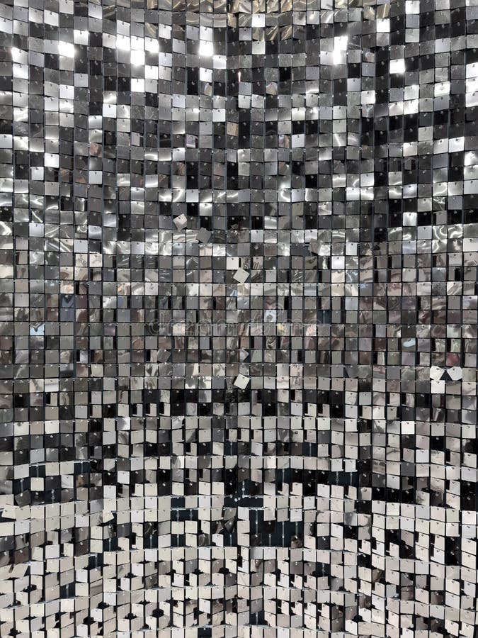 A Wall of Shiny Silver Tiles with a Pattern of Squares Stock Image ...