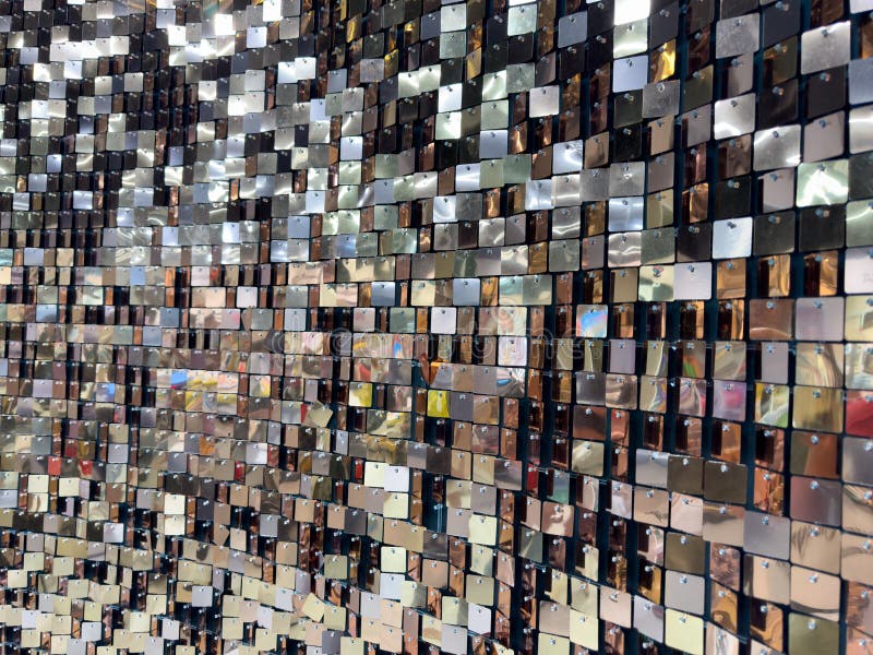 A Wall of Shiny Silver Tiles with a Pattern of Squares Stock Image ...