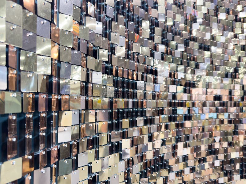 A Wall of Shiny Silver Tiles with a Pattern of Squares Stock Photo ...