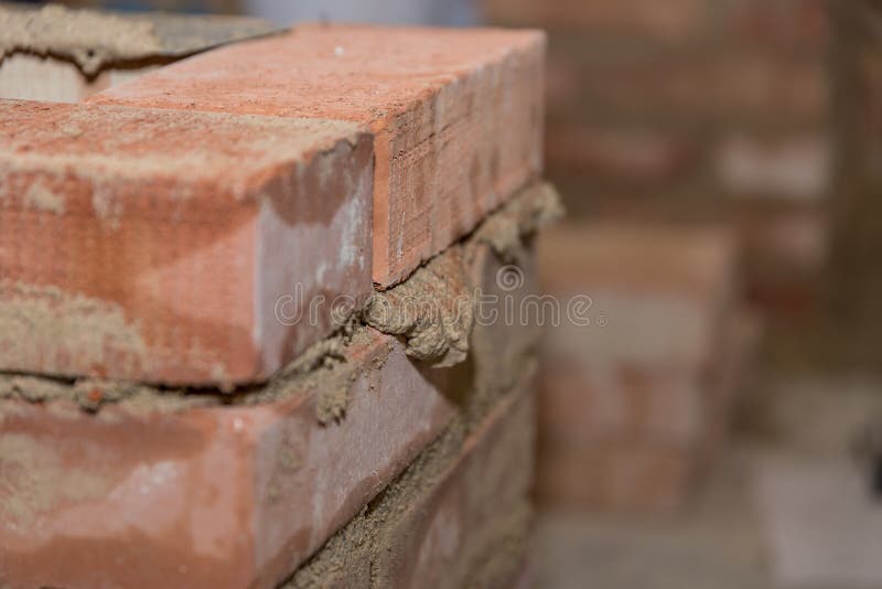 Wall of Small Bricks - Close-up Stock Image - Image of handcraft ...