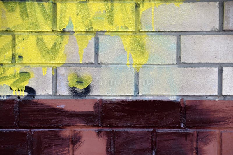 A Wall Smeared with Paint. Painted Over Graffiti Stock Image - Image of ...