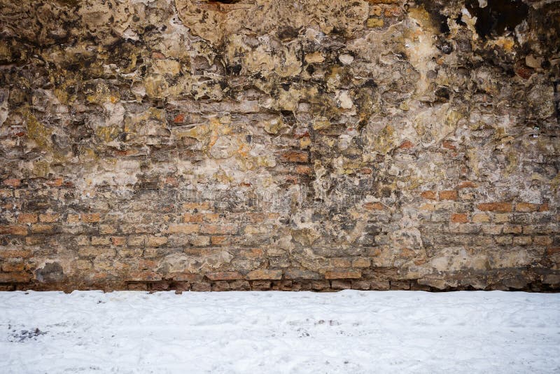 Wall and snow stock photo. Image of masonry, house, brick - 67955268