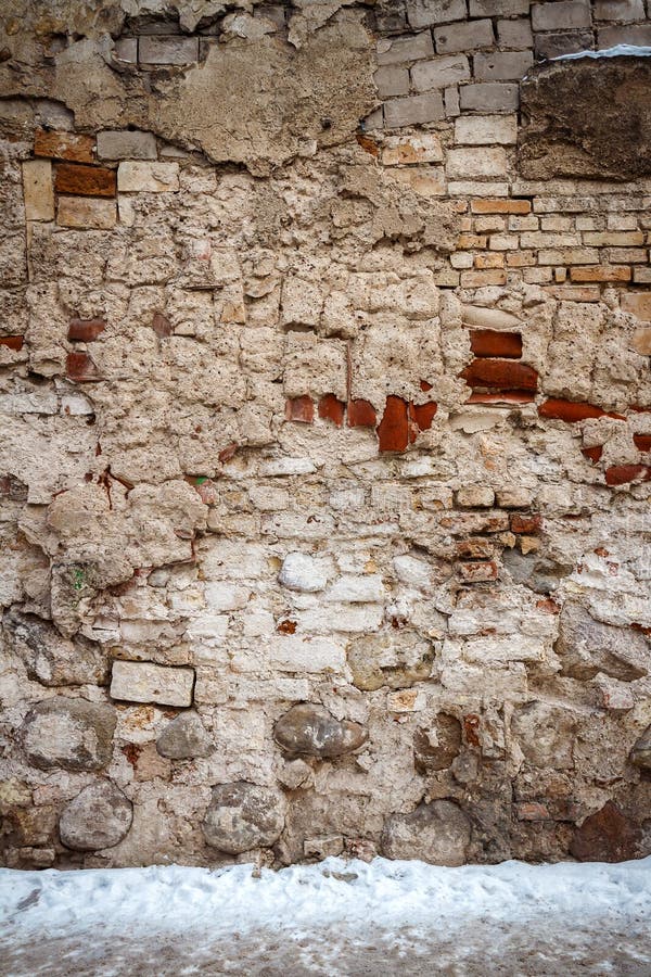 Wall and snow stock photo. Image of design, brick, architecture - 70238316
