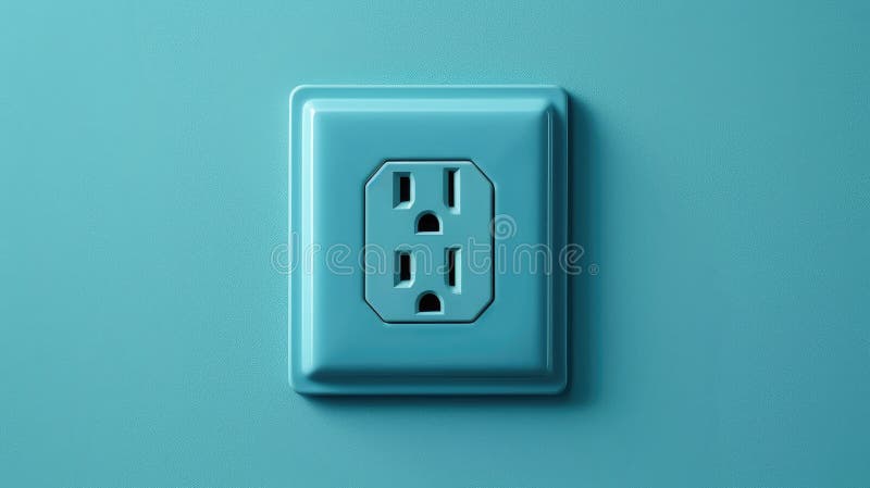Wall Socket on Blue Wall. Generative AI Stock Photo - Image of cable ...