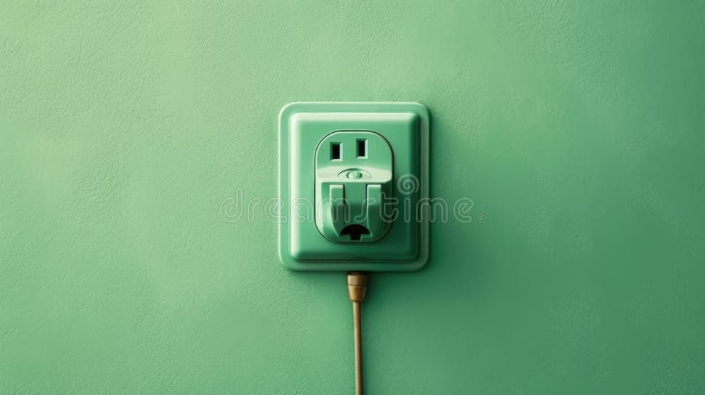Wall Socket on Green Wall. Generative AI Stock Image - Image of outlet ...