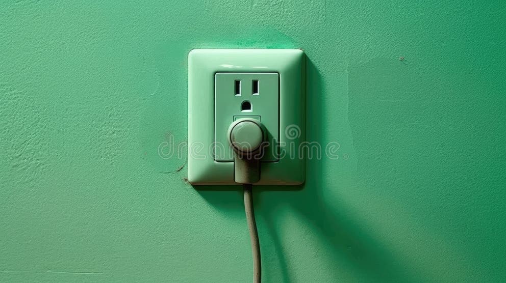 Wall Socket on Green Wall. Generative AI Stock Image - Image of socket ...