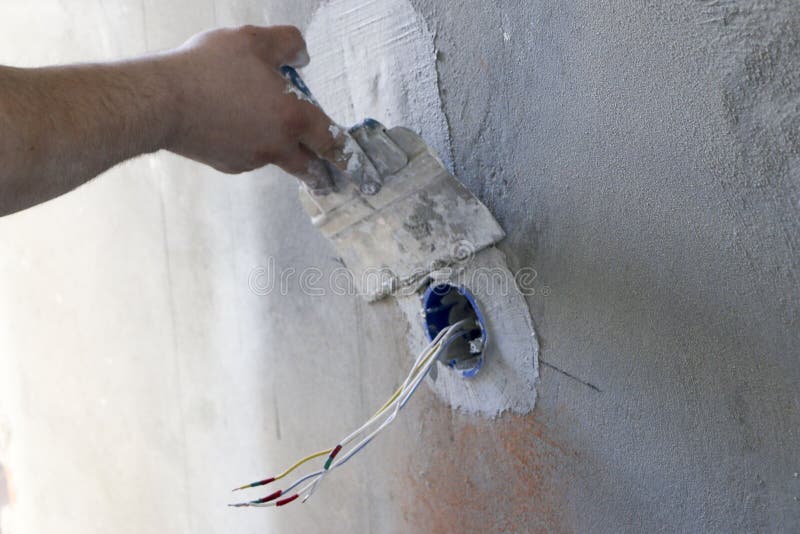 Wall Socket Installation.Work on Installing Electrical Outlets ...