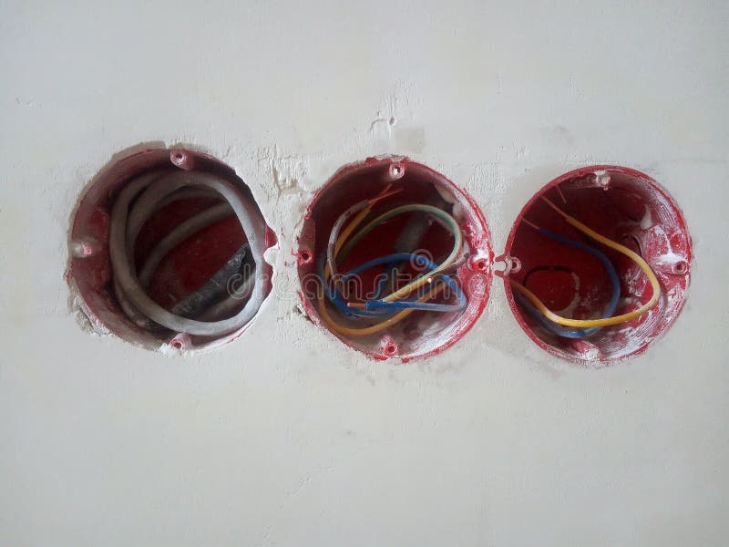 Wall Socket Installation.Work on Installing Electrical Outlets Stock ...