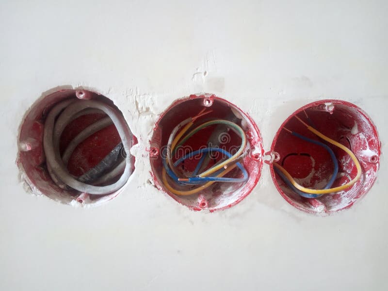 Wall Socket Installation.Work on Installing Electrical Outlets. Stock ...