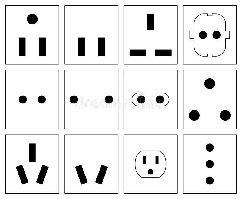 Wall Socket Symbols Set stock vector. Illustration of light - 22384391