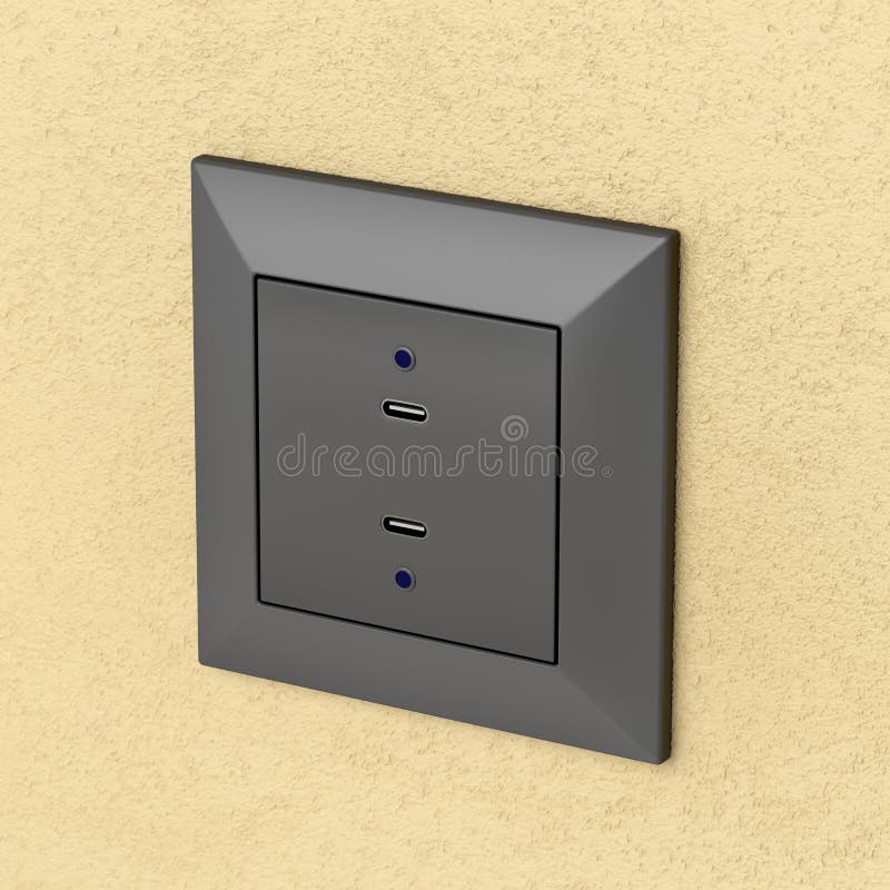Wall Socket with USB-C Charging Ports Stock Illustration - Illustration ...
