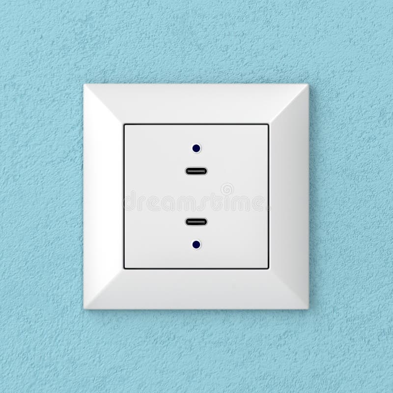 Wall Socket with USB-C Ports Stock Illustration - Illustration of typec ...