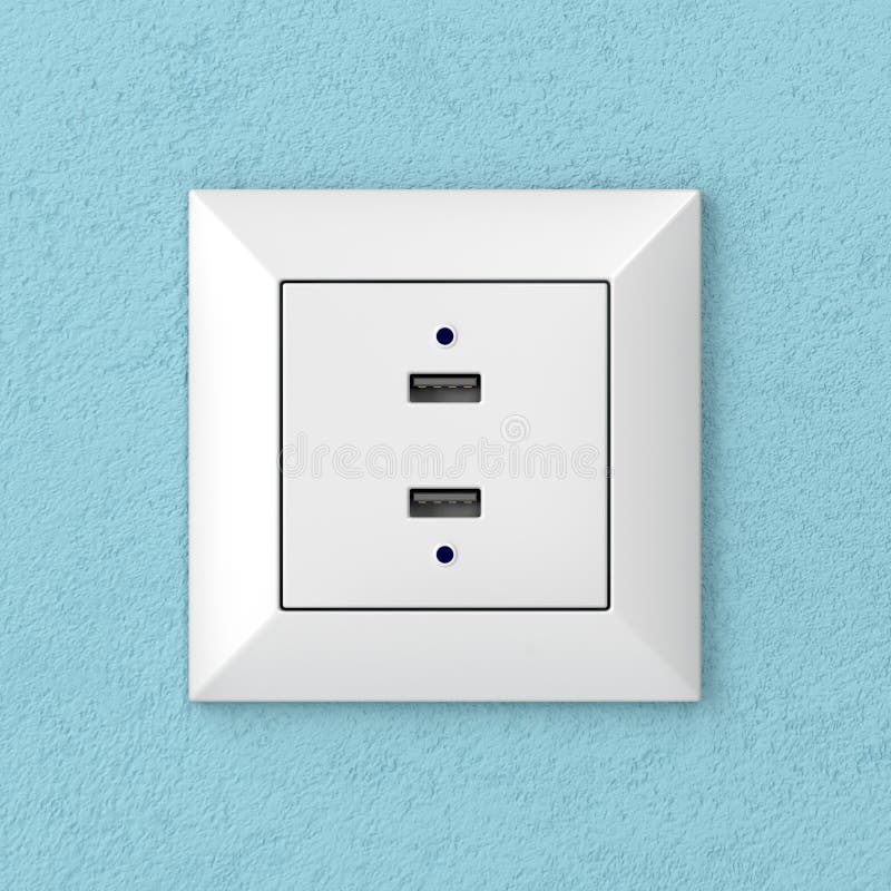 Wall Socket with USB-C Ports Stock Illustration - Illustration of panel ...