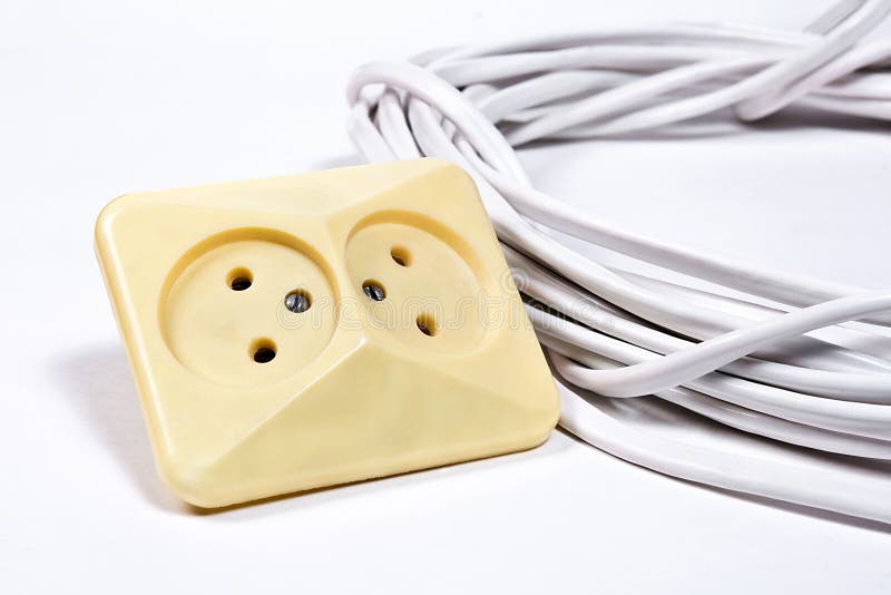 Wall Sockets and Power Cable on White Surface Stock Image - Image of ...