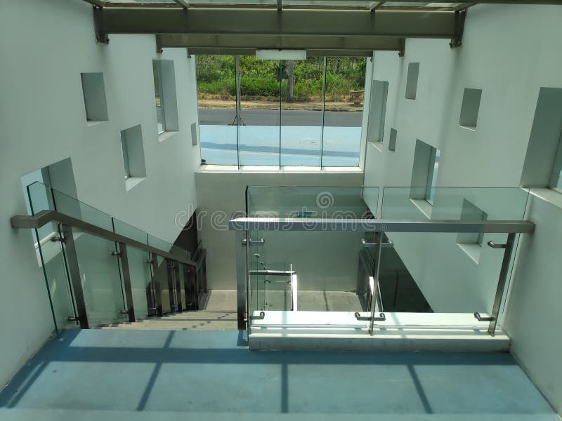 Wall with Square Fix Glass Pattern and the Stair Editorial Stock Photo ...