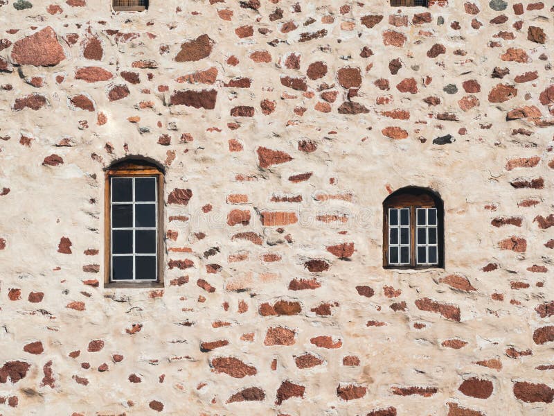 Wall of a Stone Medieval Castle Stock Image - Image of window ...