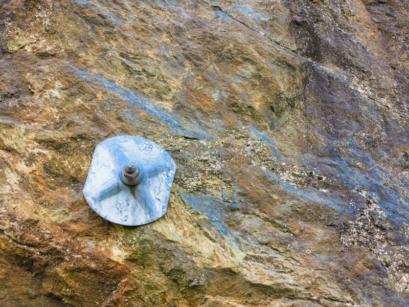 Wall Stone Solid Nature Rock with Construction Steel Stock Photo ...