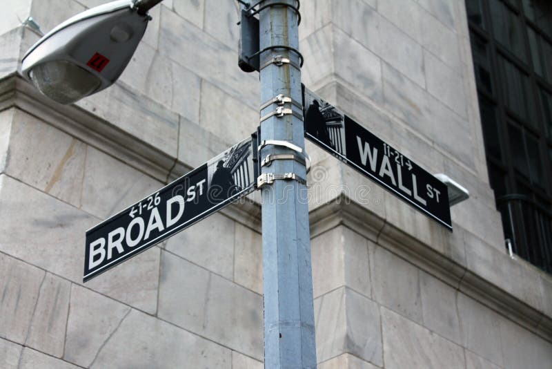 Wall Street and Broadway Intersection Stock Image - Image of district ...