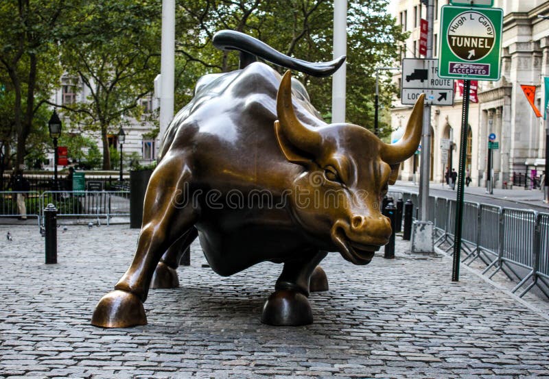 Wall Street Byk, Manhattan, NYC, NY Obraz Editorial - Obraz złożonej z ...