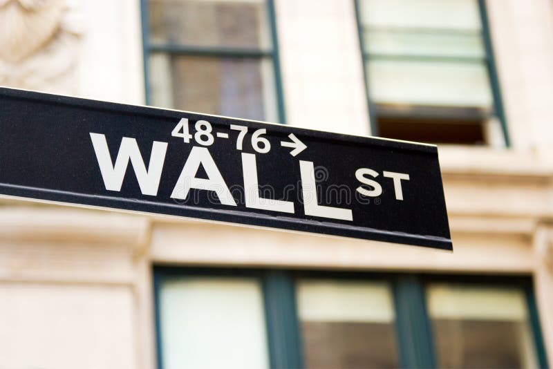 Wall Street Sign and Traffic Light, New York Stock Photo - Image of ...