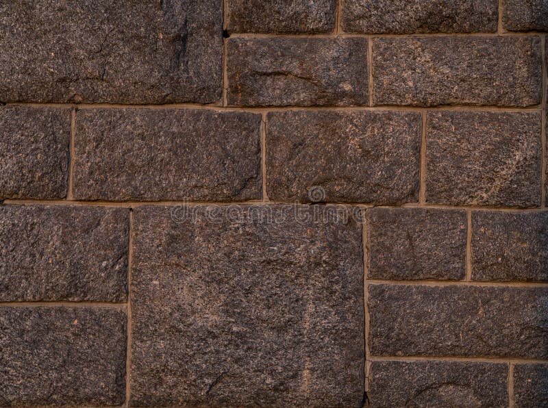 Wall Surface of the Rectangular Square of Rough Stones Smooth Brown ...