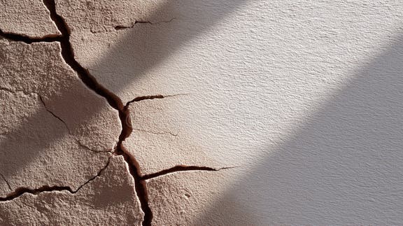 Wall Surface Showing Deep, Spidery Fractures Casting Sharp Shadows ...